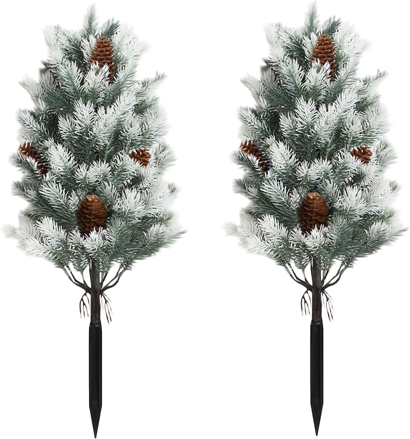 24" Artificial Cedar Trees, Set of 2 UV Resistant Faux Cypress Plants ...