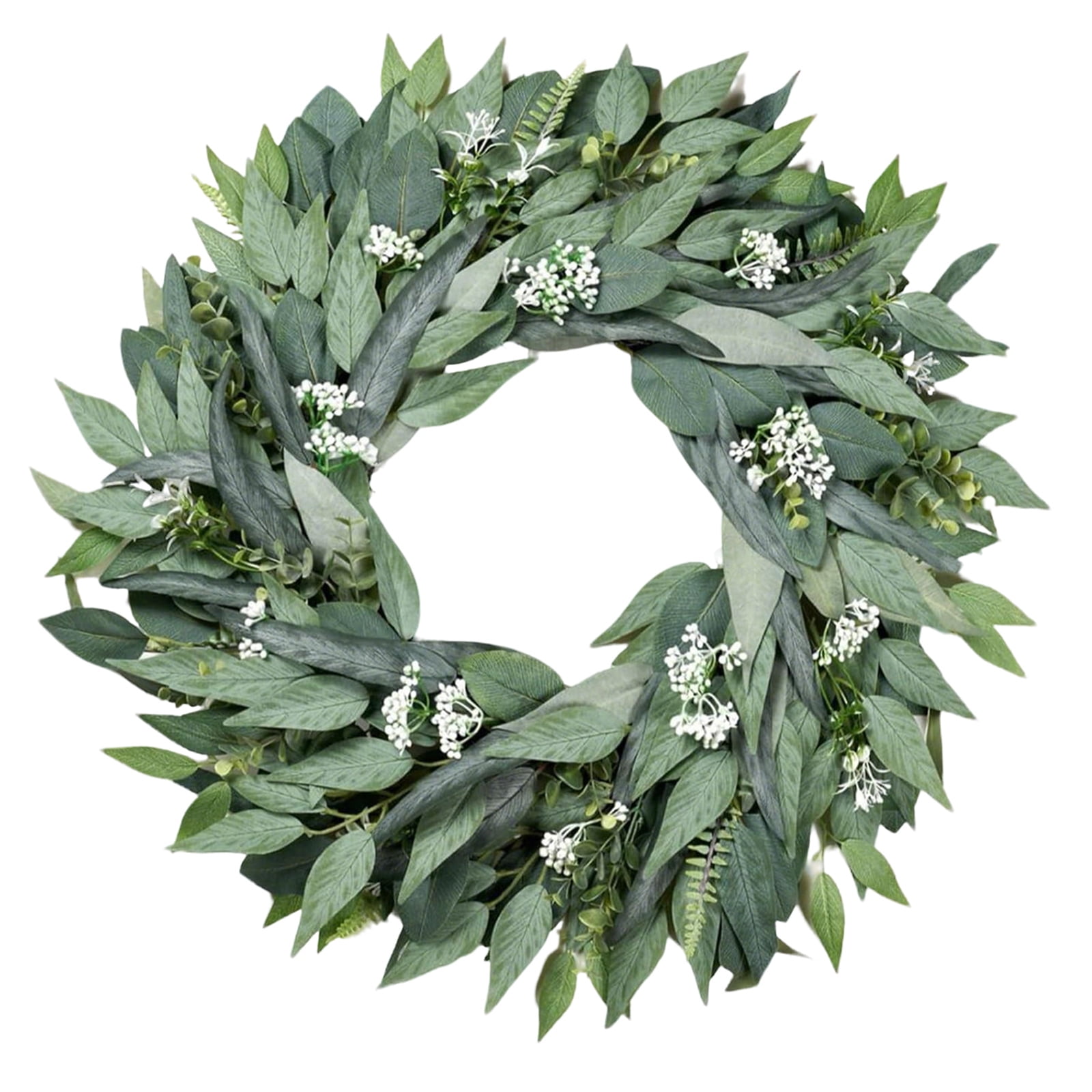 24" Artificial Green Eucalyptus Wreath with White Berries – Lifelike ...