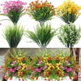 24 Artificial Planters Bulk for Outdoors, Artificial Greenery Plastic ...