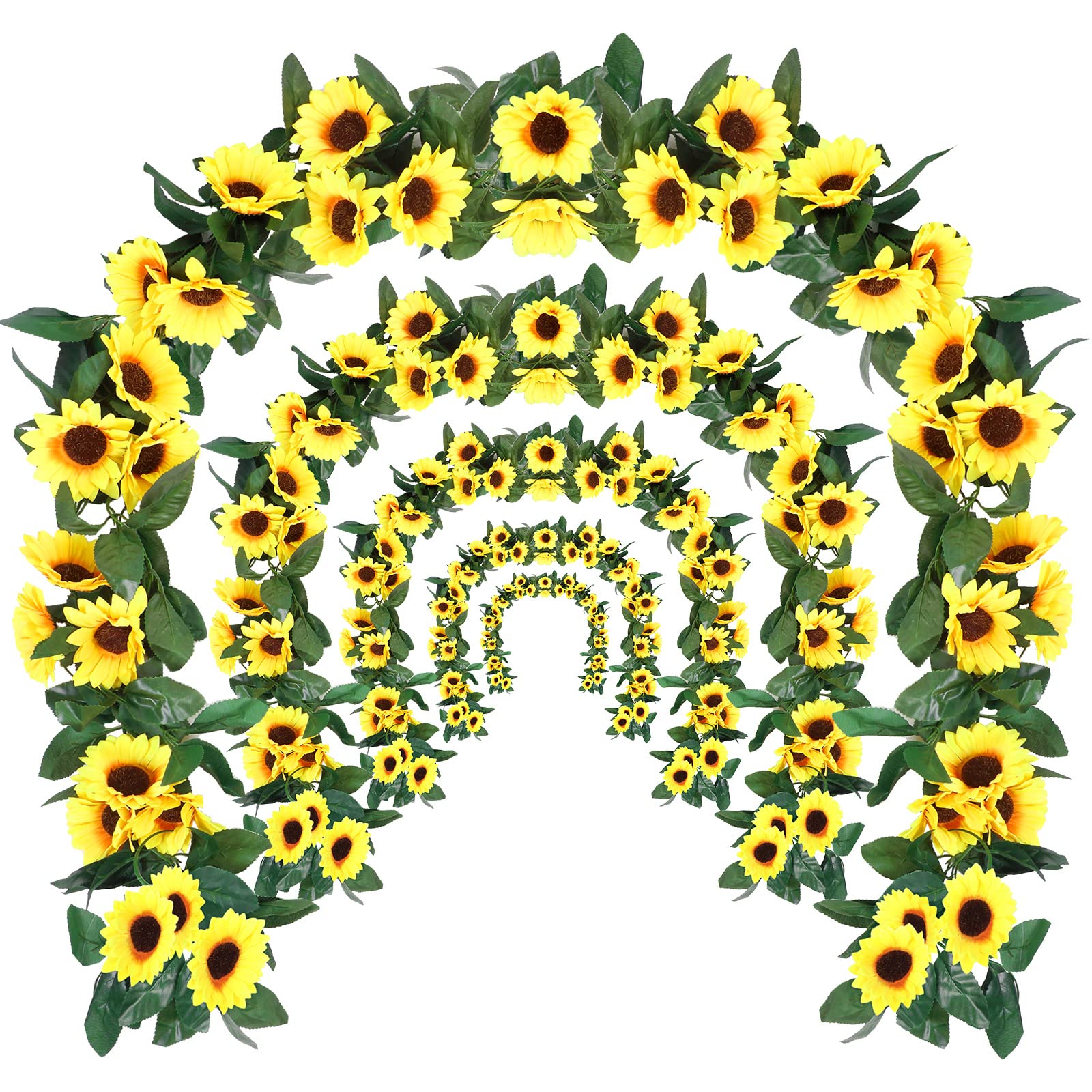 24 Artificial Sunflower Garland Decor 7.5ft Per Silk Hanging Sunflowers ...