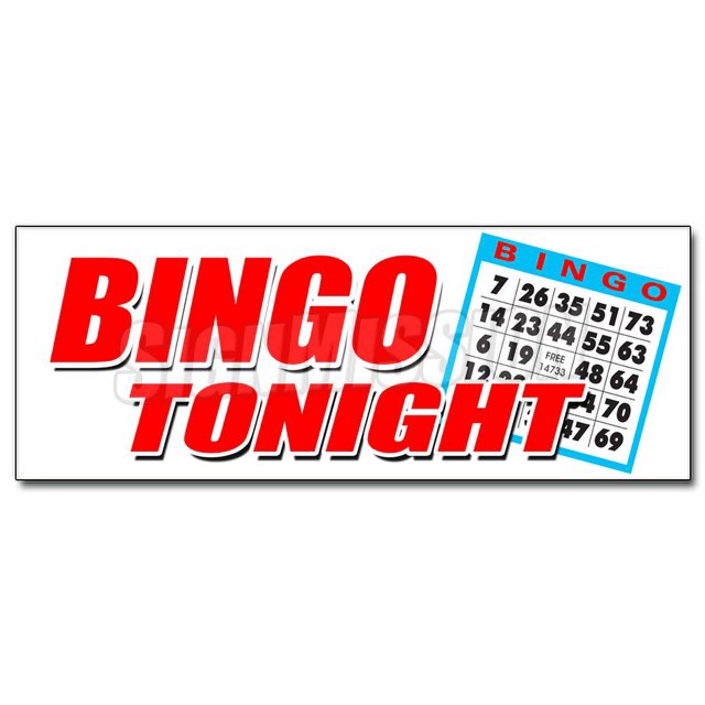 24" BINGO TONIGHT DECAL sticker public welcome free cards cash play win ...