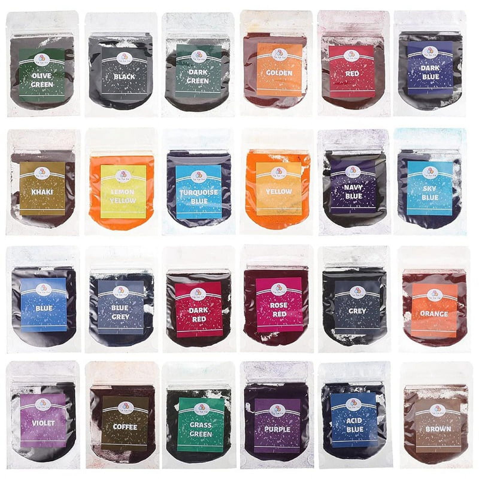 24 Bags of 24 Colors Permanent Tie Dye Pigment Powder for Paint Dye ...