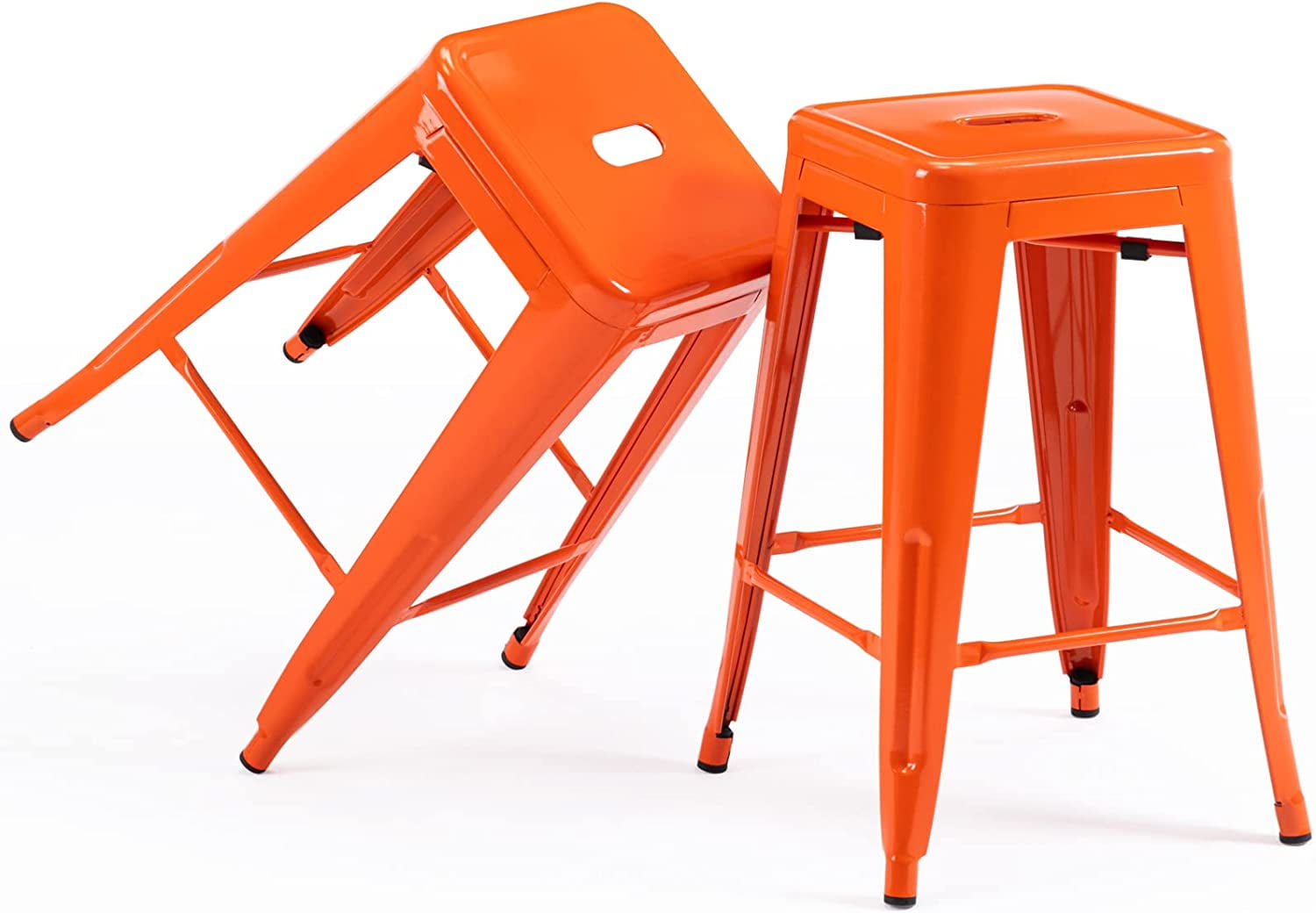 24" Bar Stools Backless Metal Barstools Indoor-Outdoor Counter Height ...