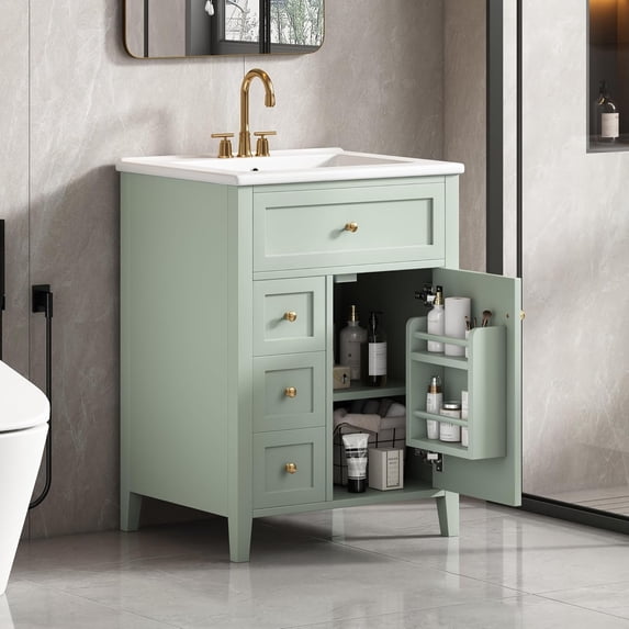 24" Bathroom Vanities Sink Set, Storage Cabinet with Multi-Functional ...