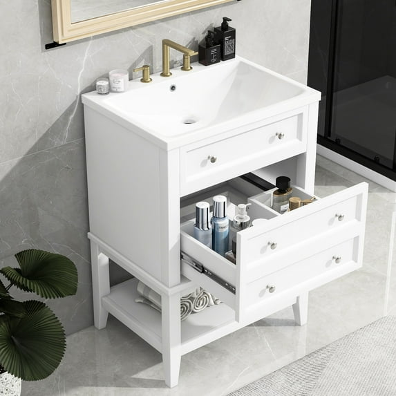 24" Bathroom Vanity Cabinet | Solid Wood & MDF Construction | Ample ...