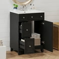 24" Bathroom Vanity Cabinet with Ceramic Sink, 2 Drawers + 1 Door ...