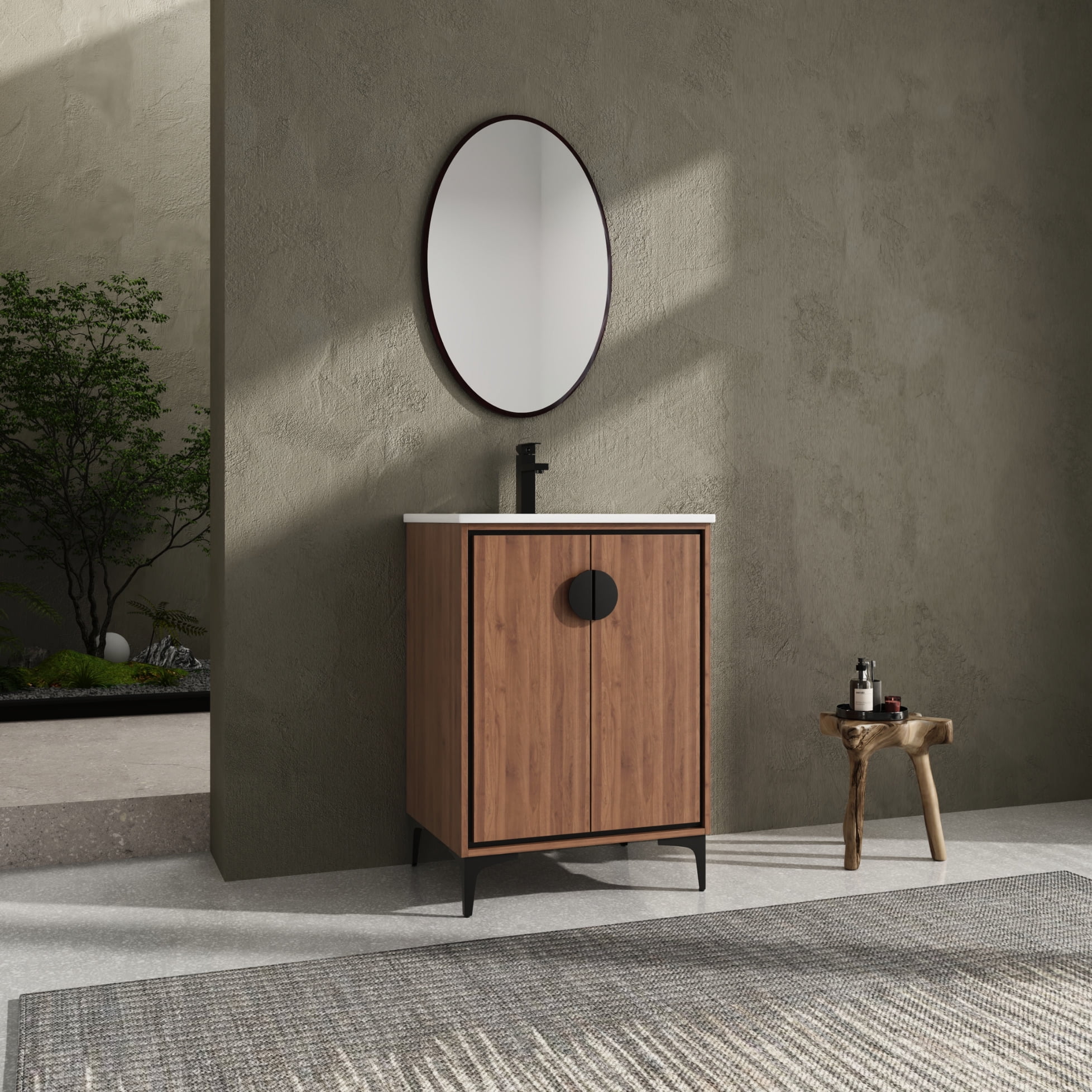 24'' Bathroom Vanity With Drop-in Sink, Modern Storage Cabinet ...