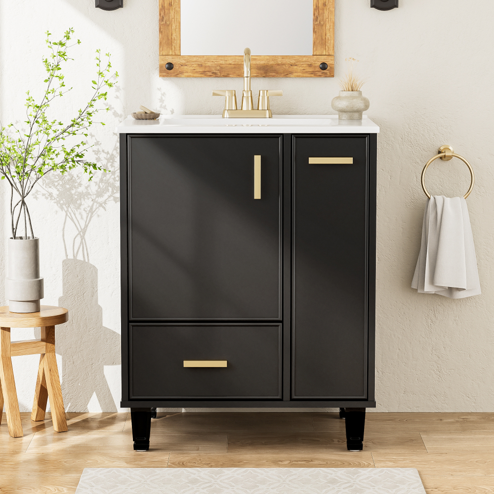 24" Bathroom Vanity with Sink, Bathroom Cabinet with Door Shelf, Deep ...