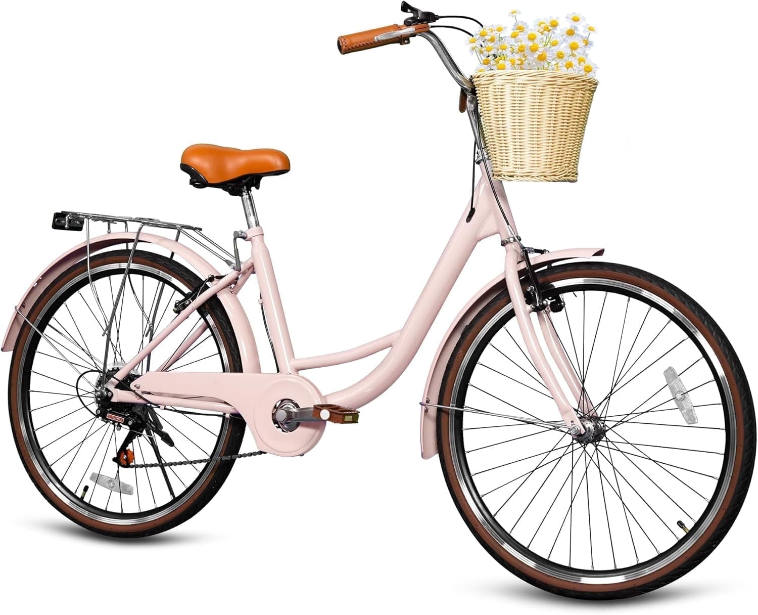 24" Beach Cruisers for Women, Pipleo Bikes for Women with Rattan Basket ...