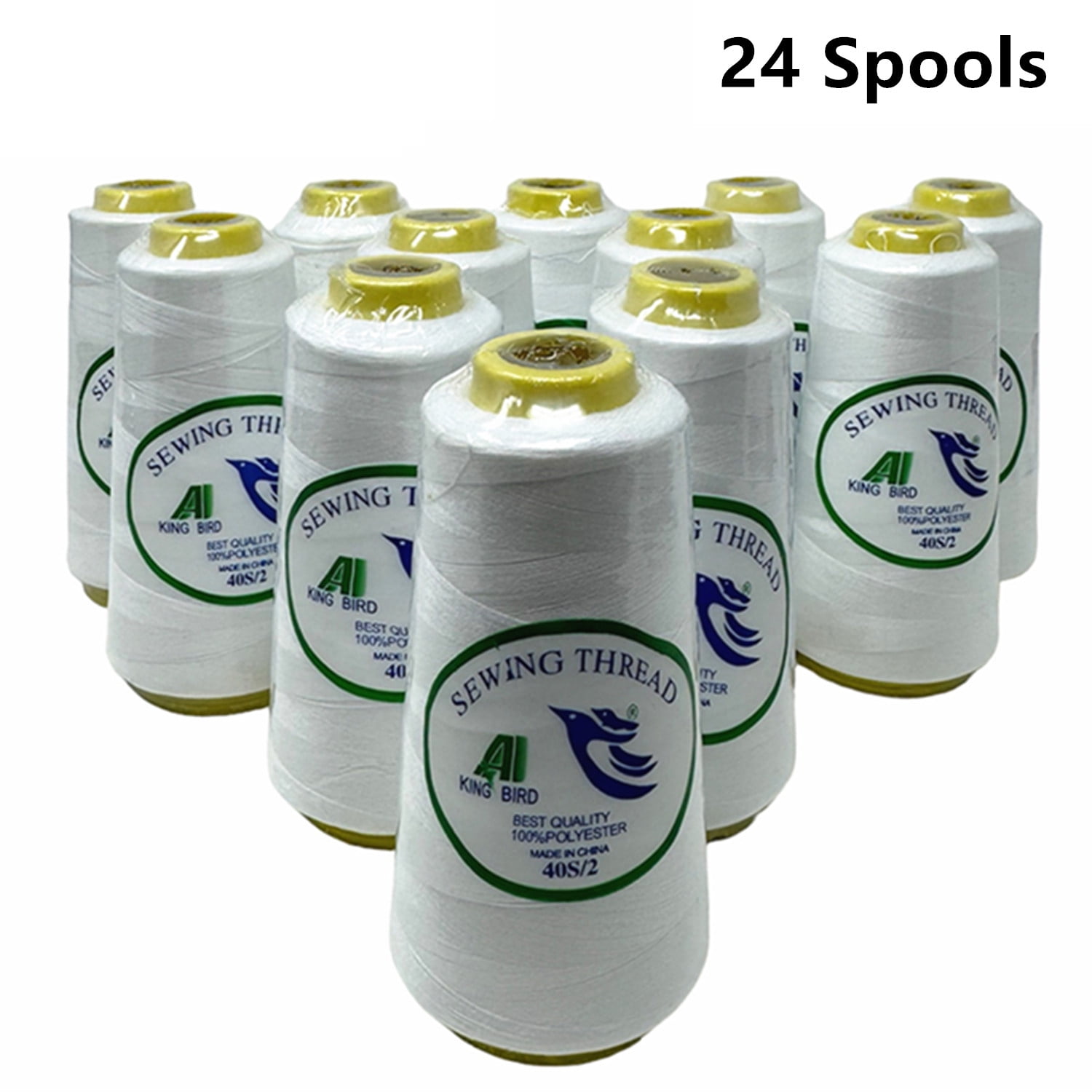 24 Big Spools Sewing Thread Polyester 40S/2 WHITE 2500 Yards Each Spool ...