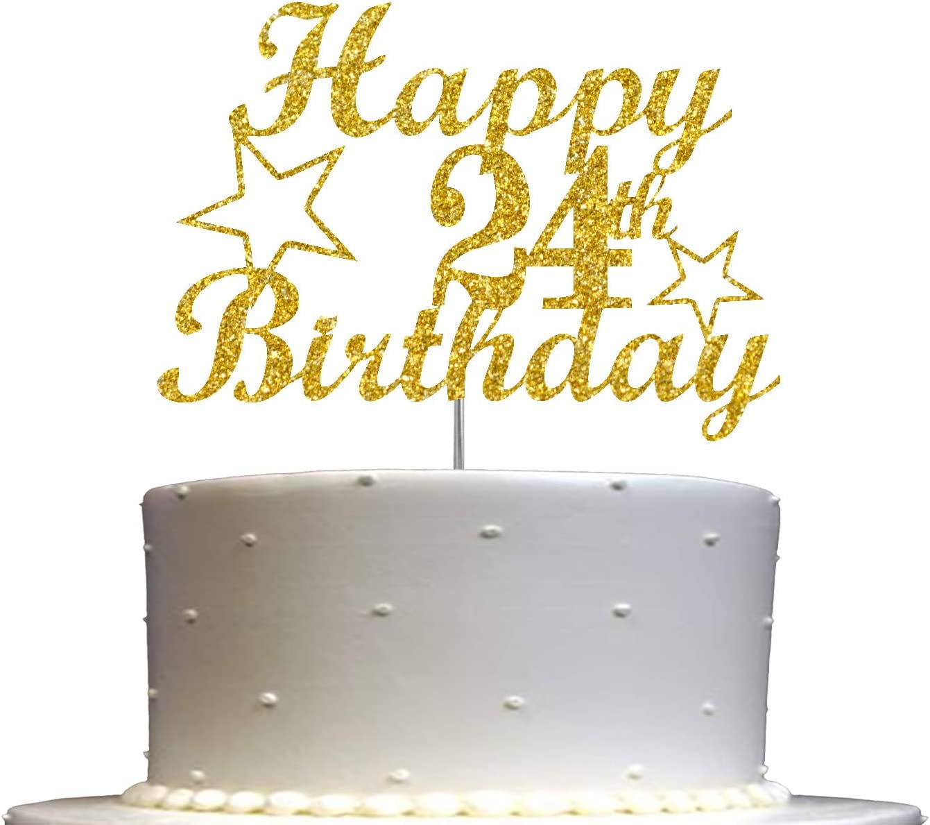 24 Birthday Cake Topper Gold Glitter, Party Decoration Ideas, Sturdy ...