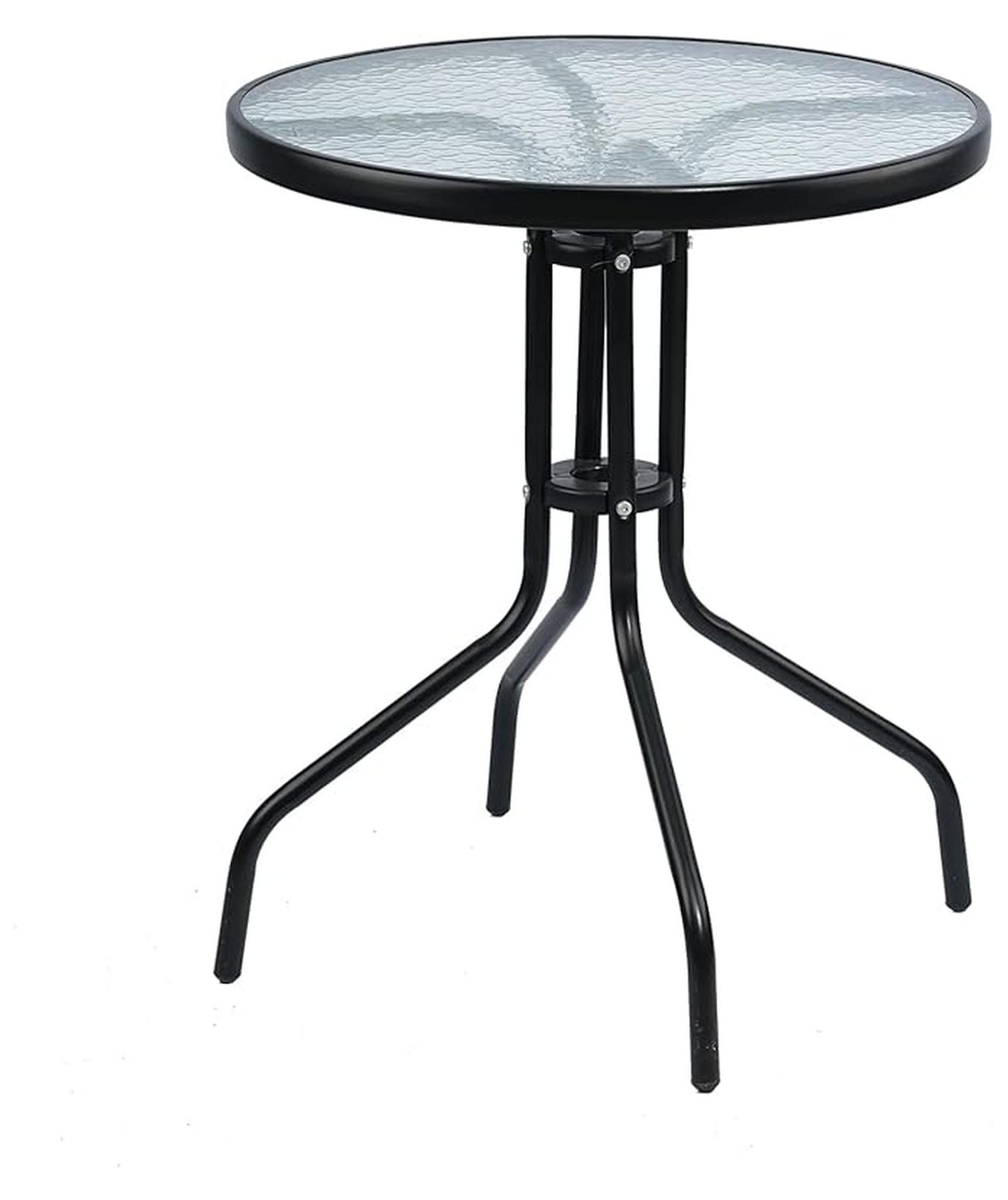 24" Bistro Side Table Round Patio Table Outdoor - Metal & Glass Dining ...