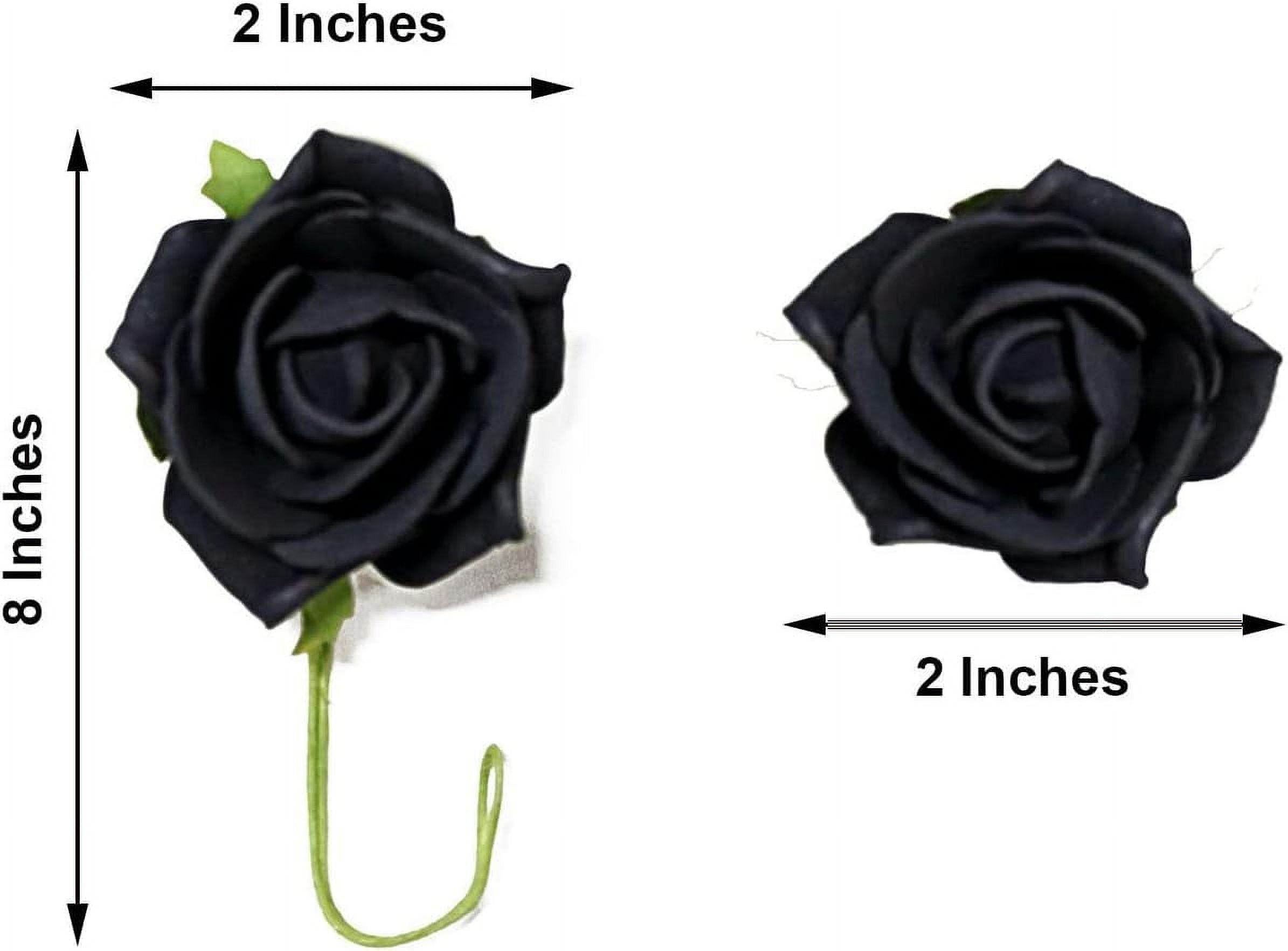 24 Black 2-Inch Mini Foam Roses Artificial Flower Stems Wedding ...