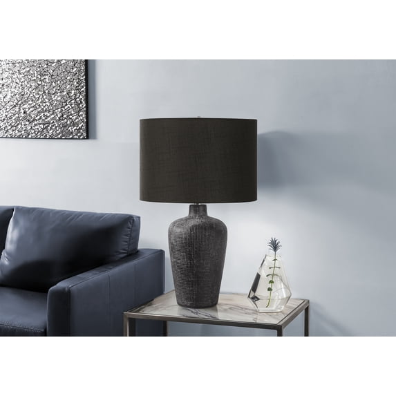 24" Black Ceramic Table Lamp with Black Shade - Contemporary Desk Lamp ...