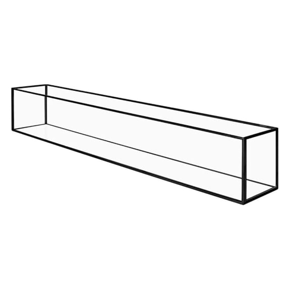 24" Black Long Rectangular Glass Candle Holder Centerpiece Tray Extra ...