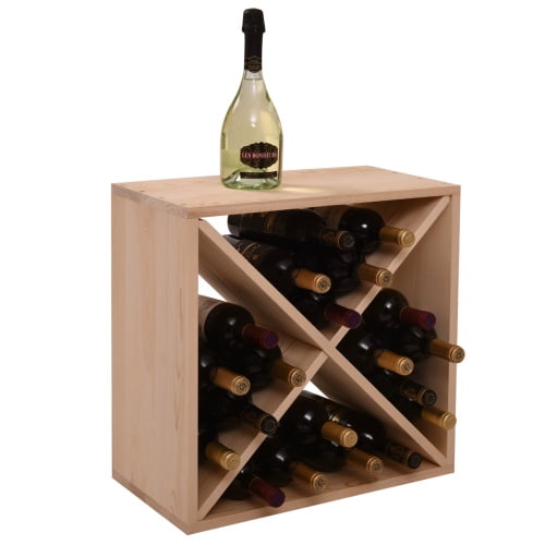 24 Bottle Modular Wine Rack, Stackable Wine Storage Cube for Bar Cellar ...