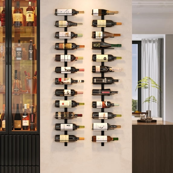 24 Bottles Wall Mounted Wine Rack Detachable Hanging Bottle Holder Use ...