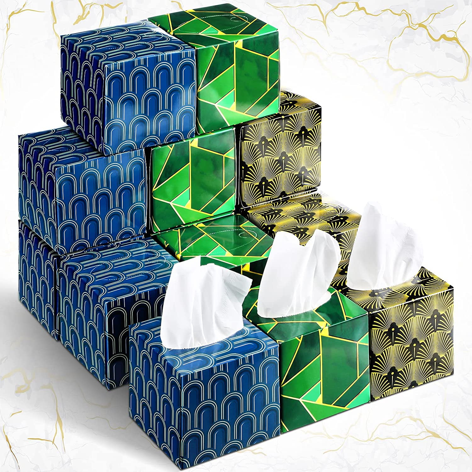 24 Boxes Tissues Cube Box Facial Tissues Boxes Geometry Flower Designed ...