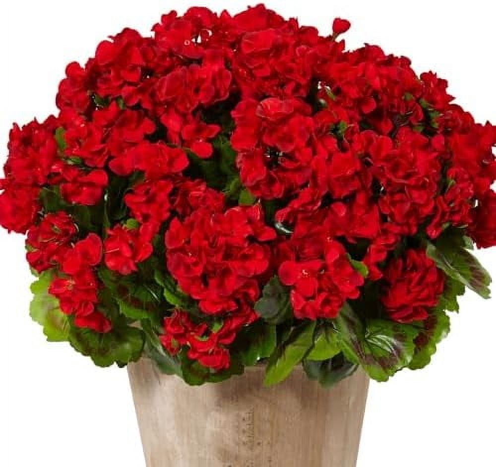 24 Bunches Artificial Geranium Silk Flower Bush Red 19 Inches Faux ...