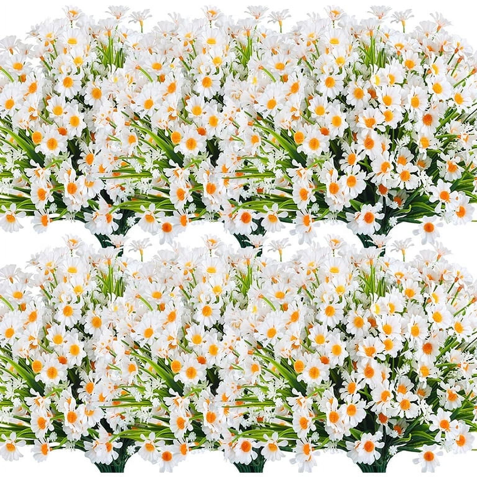 24 Bundles Artificial Fake Daisy Flowers Outdoor UV Resistant Faux ...