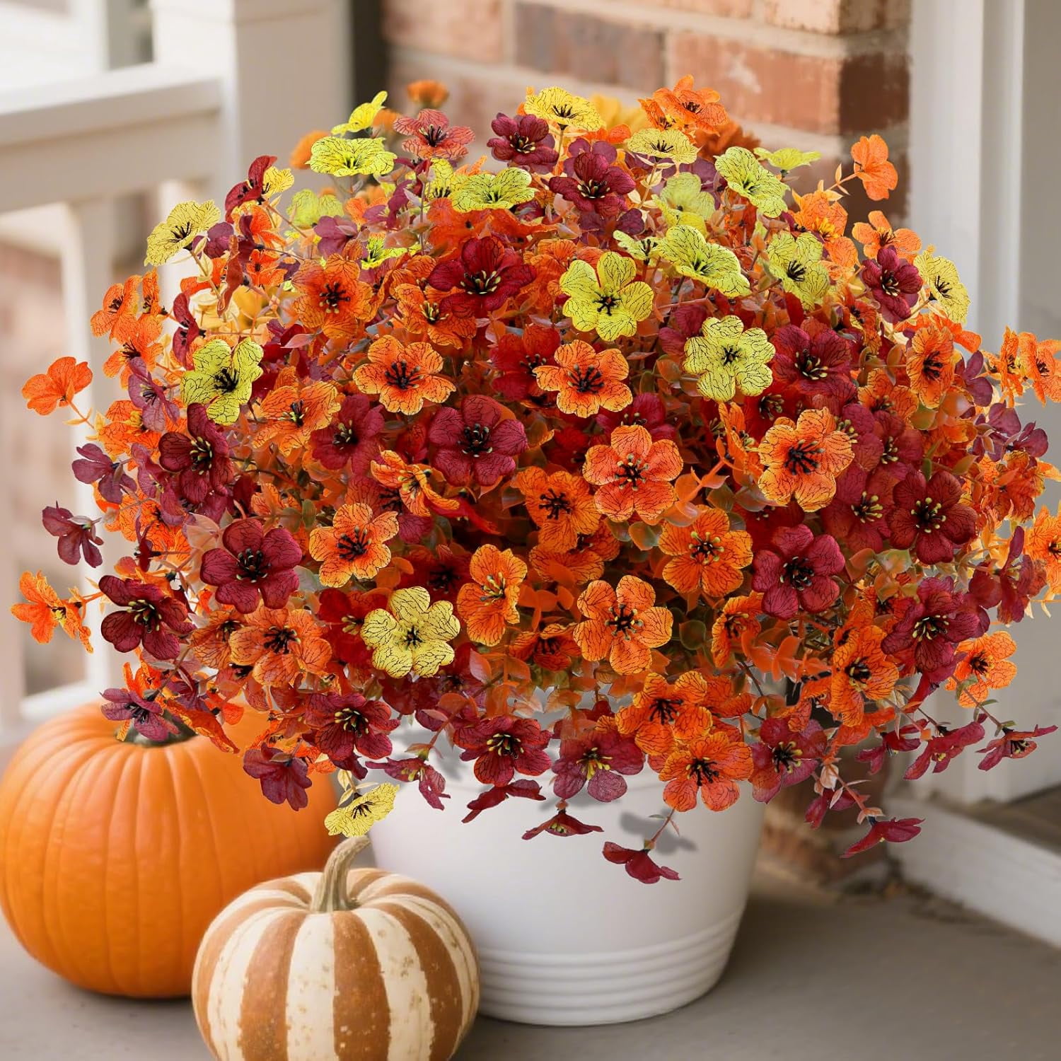 24 Bundles Artificial Fall Flowers Faux Mums for Outdoor Indoor ...