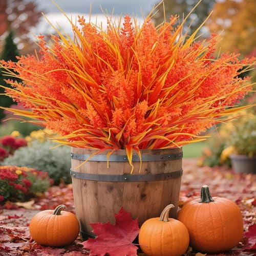 24 Bundles Artificial Fall Flowers Outdoor – Faux Lavender Flowers with ...