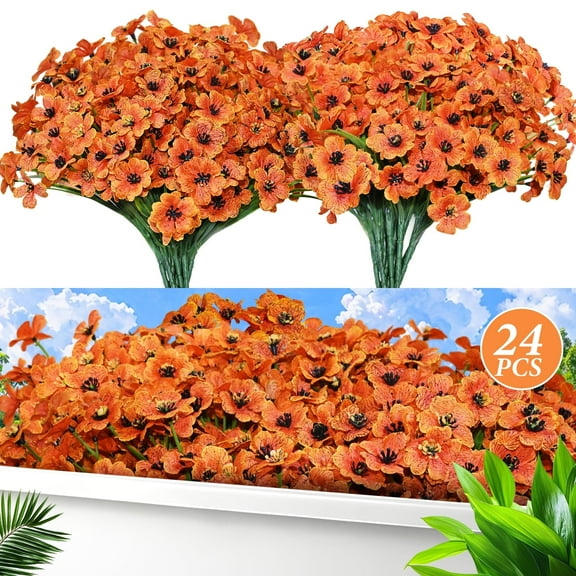 24 Bundles Artificial Flowers for Outdoors Decoration Fake Silk Morning ...