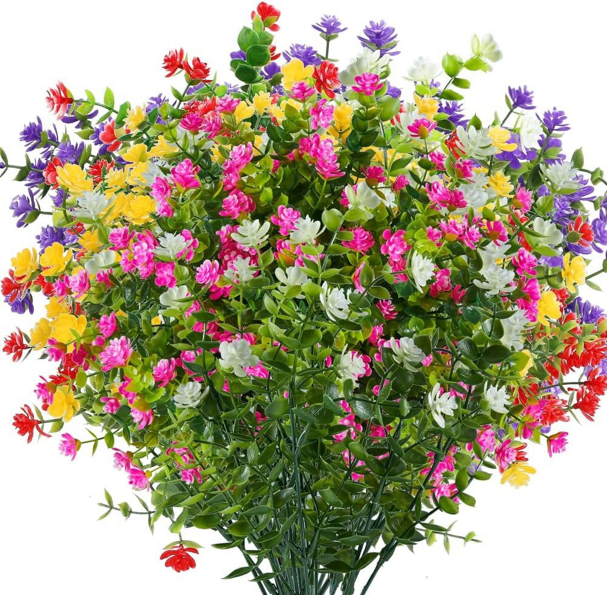 24 Bundles Artificial Flowers Fake Boxwood Shrubs UV Resistant No Fade ...