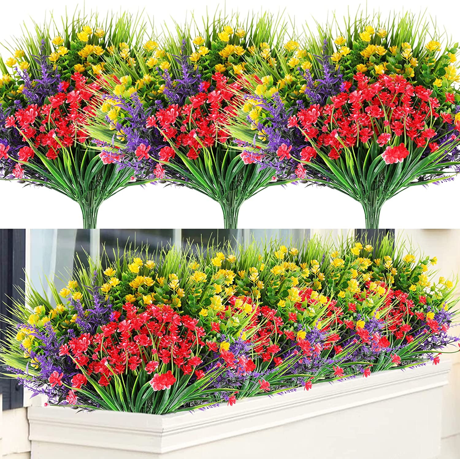 24 Bundles Artificial Flowers Lotus Outdoor Fake Flowers for Decoration ...