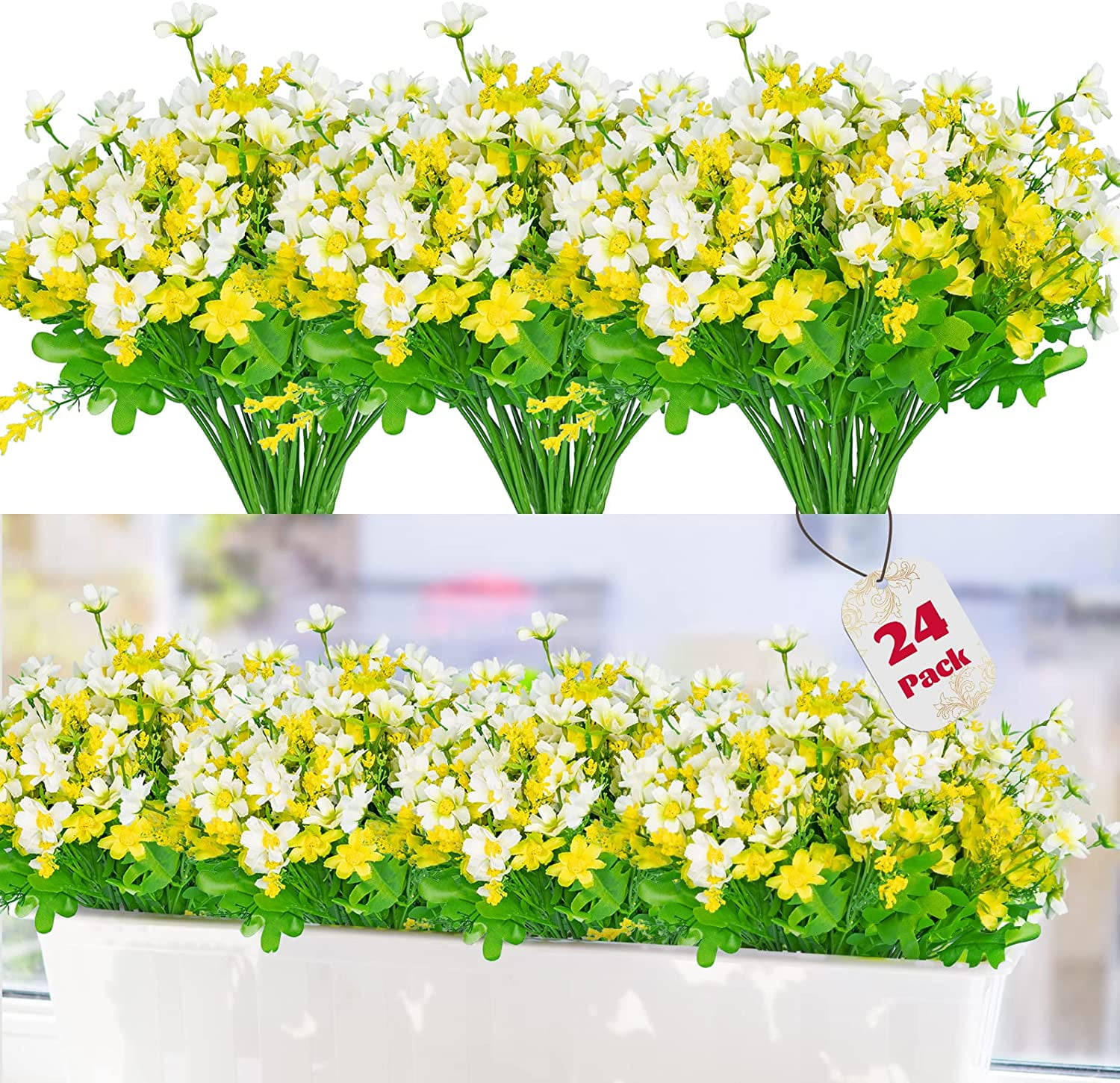 Artificial Fake Daisy Flowers Outdoor Decoration 24 Bundles Colorful ...