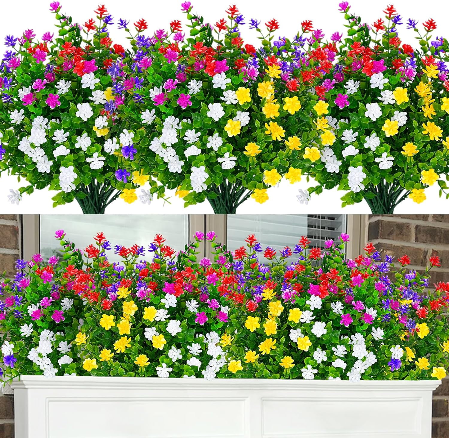 24 Bundles Artificial Flowers Outdoor, Artificial Flowers for Outdoors ...
