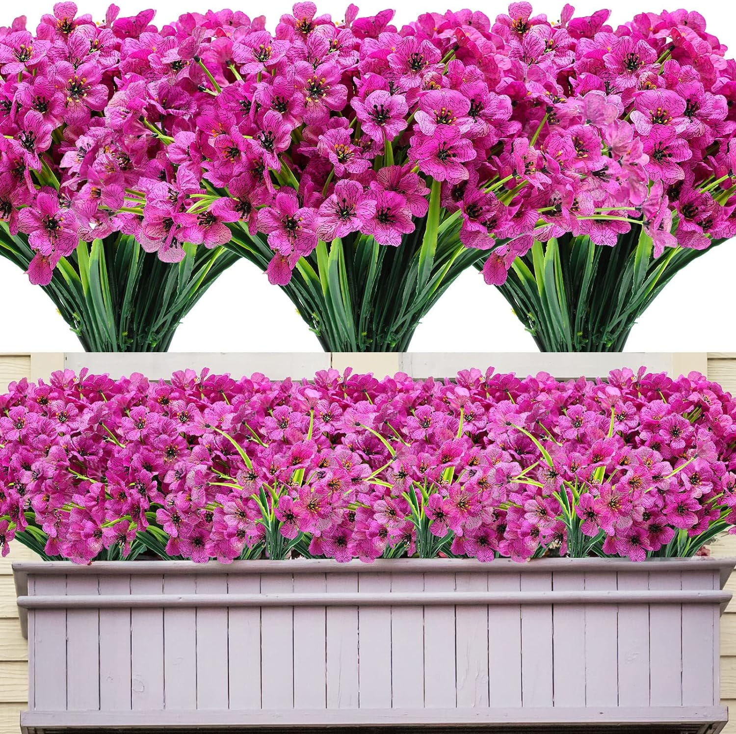 24 Bundles Artificial Flowers for Outdoors, Fake Silk Violet Flowers ...