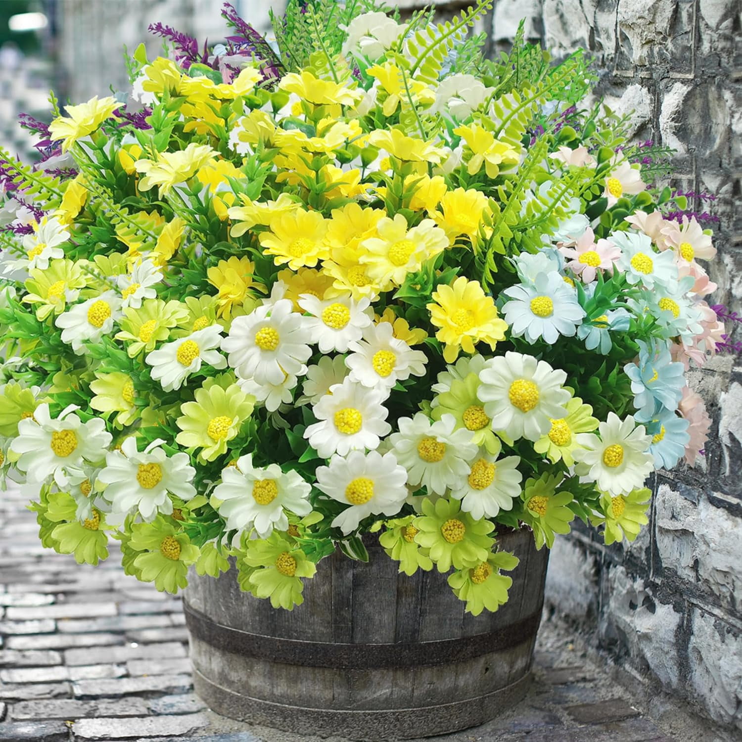 24 Bundles Artificial Flowers for Outdoors, Artificial Plants UV ...