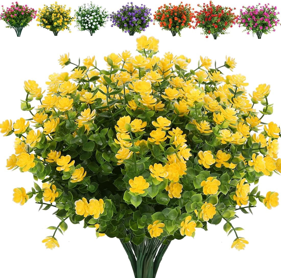 24 Bundles Artificial Flowers for Spring Summer Plants Plastic Outdoor ...