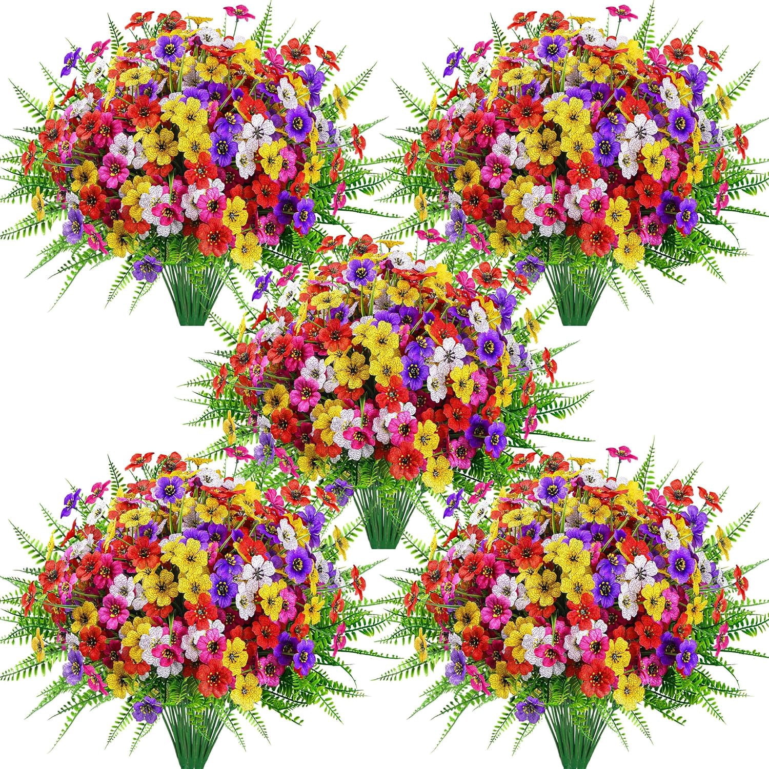 24 Bundles Artificial Flowers for Outdoors Fake Ferns UV Resistant Faux ...