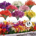 24 Bundles Artificial Flowers for Outdoors/Indoors, Fake Flowers Plants ...