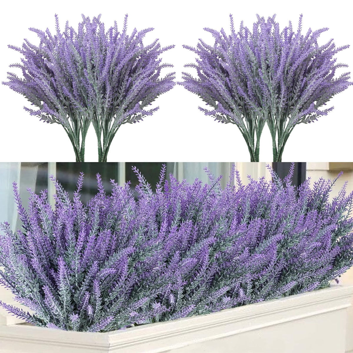 simeccom 24 Bundles Artificial Lavender Fake Flowers Faux Plastic ...
