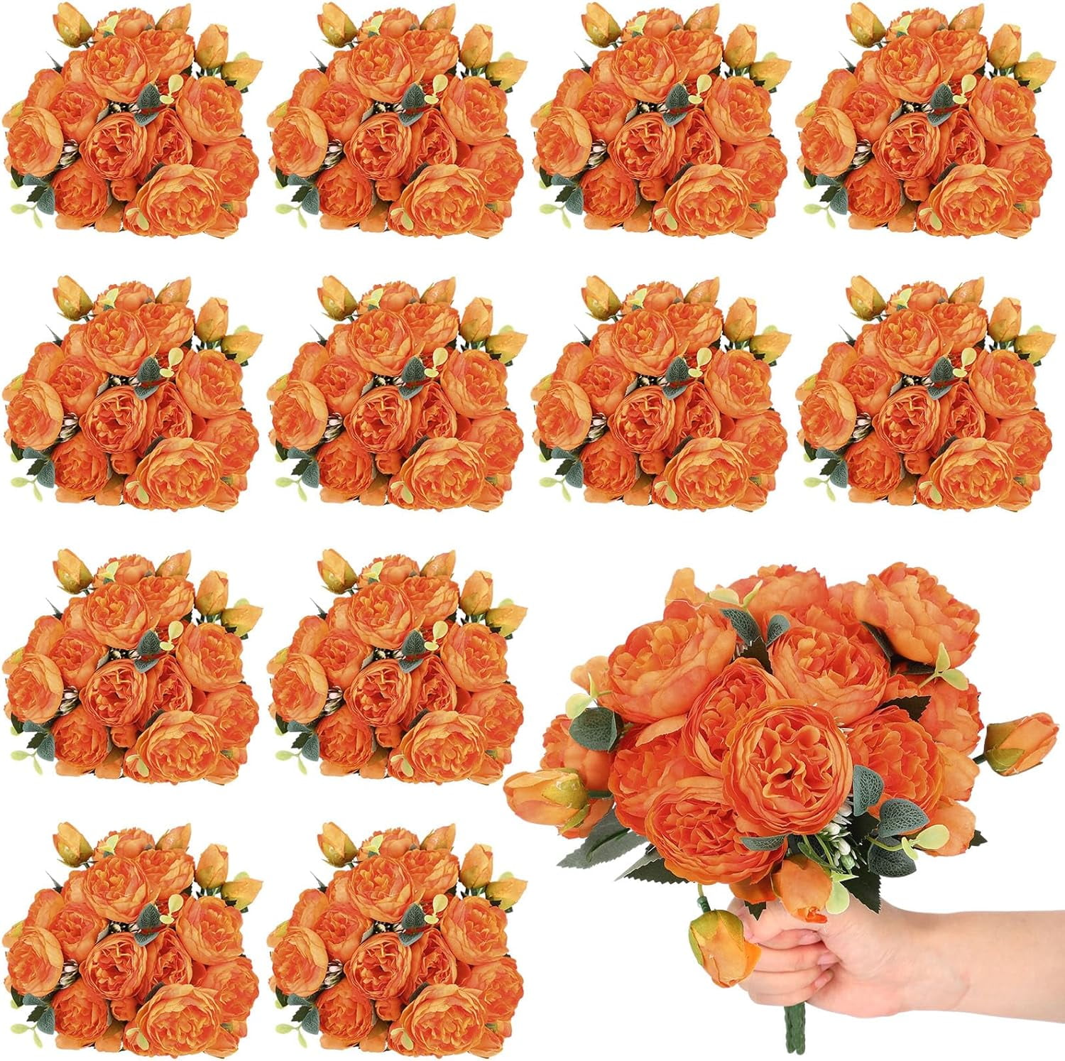 24 Bundles Artificial Peonies Flowers Wedding Faux Flowers Silk Peony ...