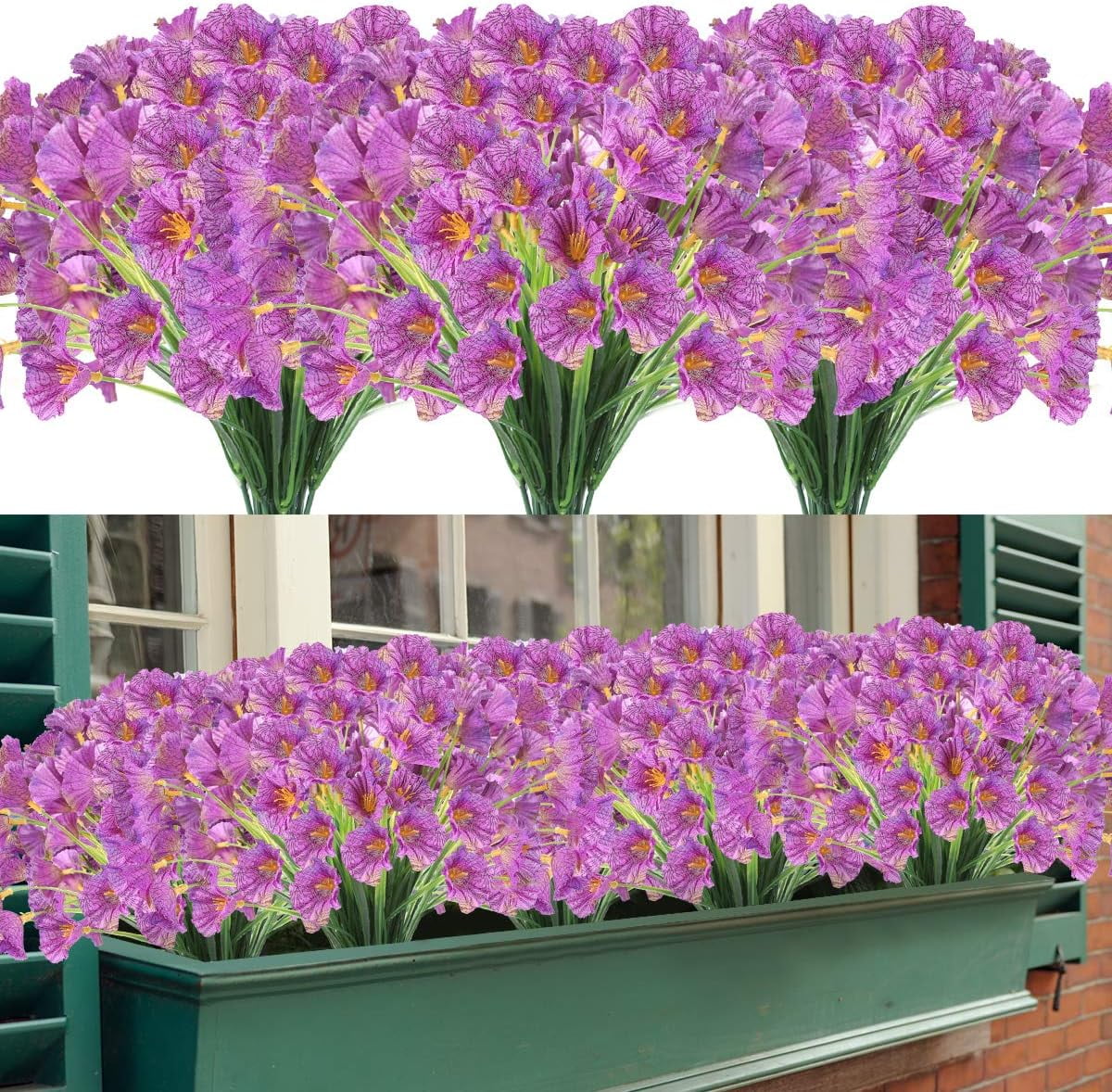 24 Bundles Artificial Silk Flowers Outdoor UV Resistant Fake Plastic ...