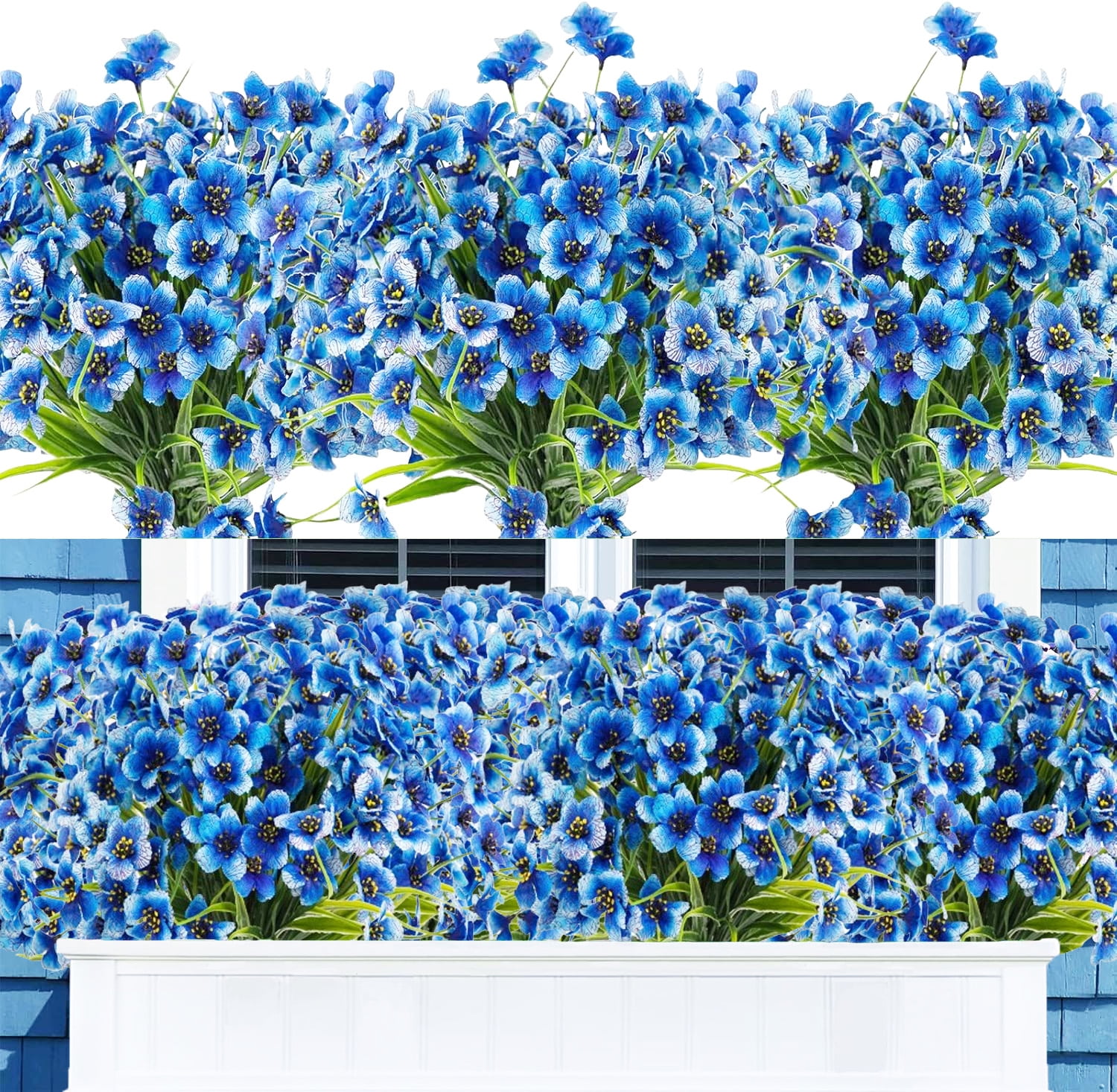 24 Bundles Artificial Silk Violet Flowers Realistic UV Resistant ...