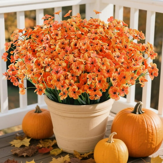 24 Bundles Fake Autumn Flowers for Thanksgiving Decor, Faux Plastic ...