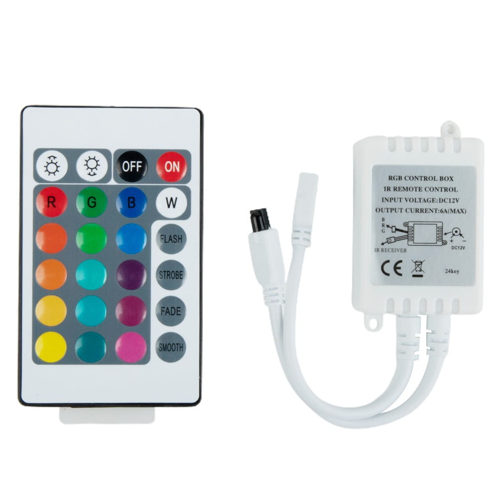 24-Button Rgb Controller; Remote Control Led Strip Band Stripe 12V 72W ...
