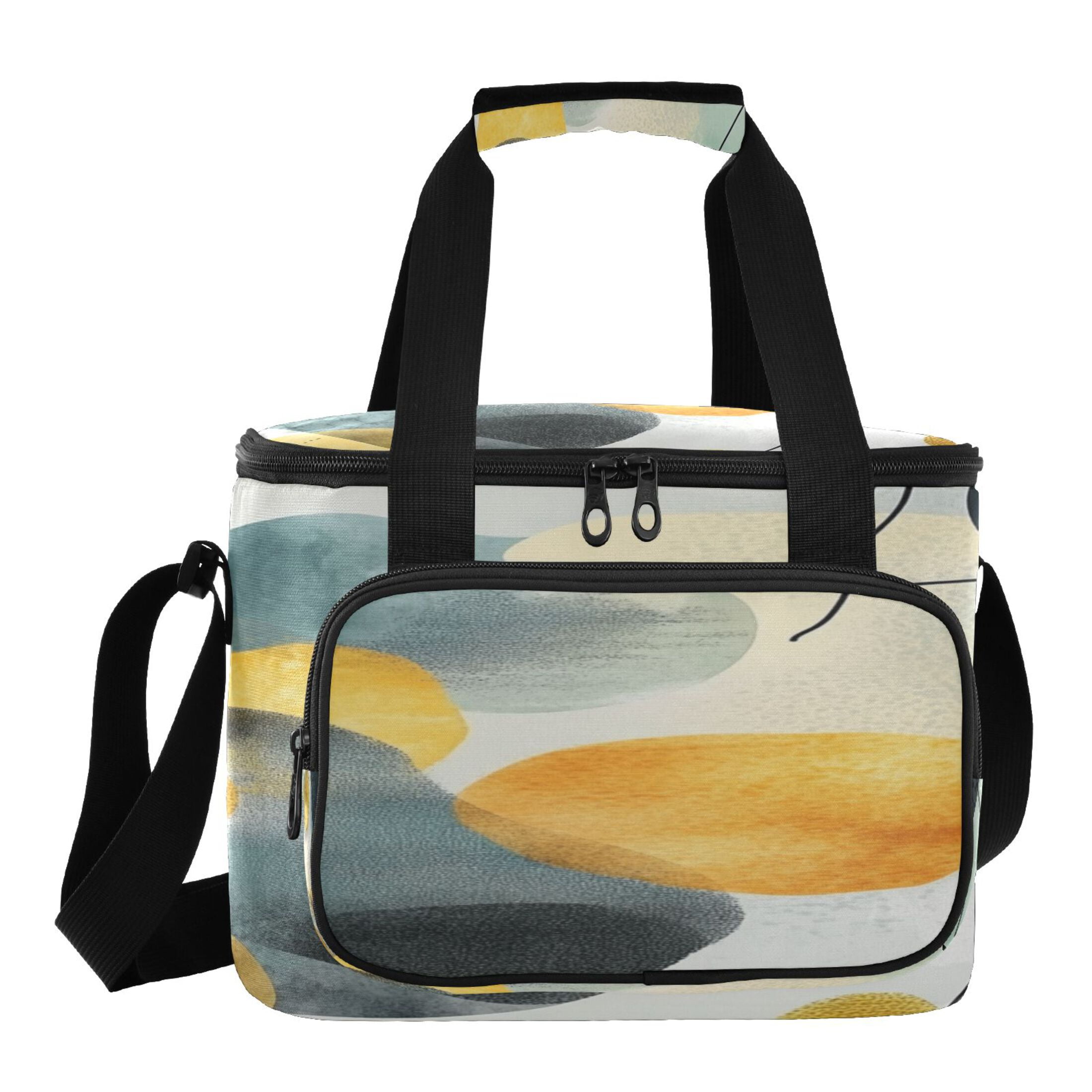 24 Can Cooler Bag Lunch Bag Picnic Bag Portable Travel Beach Camping Picnic Coolers Bag Gold and ...