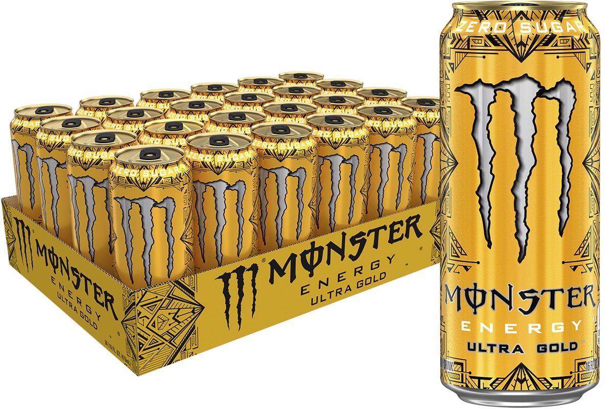 Monster Ultra Gold Zero Sugar Energy Drink, 16 fl oz (24 Cans ...