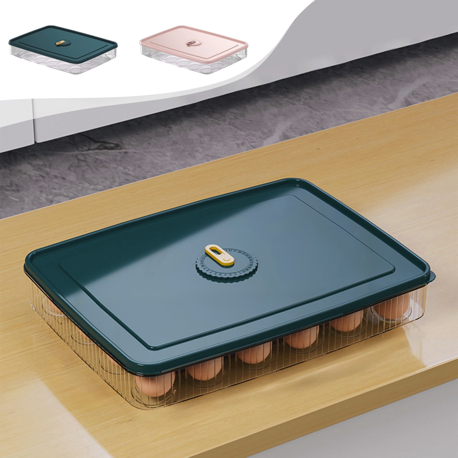 24 Capacity Clear Egg Holder, Fridge Egg Storage Container, Eggs Tray with Lid + , Clear Plastic ...