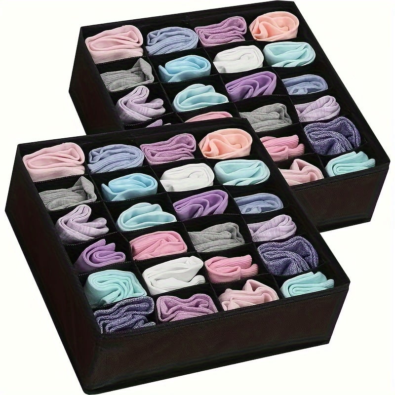 24-Cell 2-Pack Multi-Purpose Collapsible Closet Organizers, Sock Drawer ...