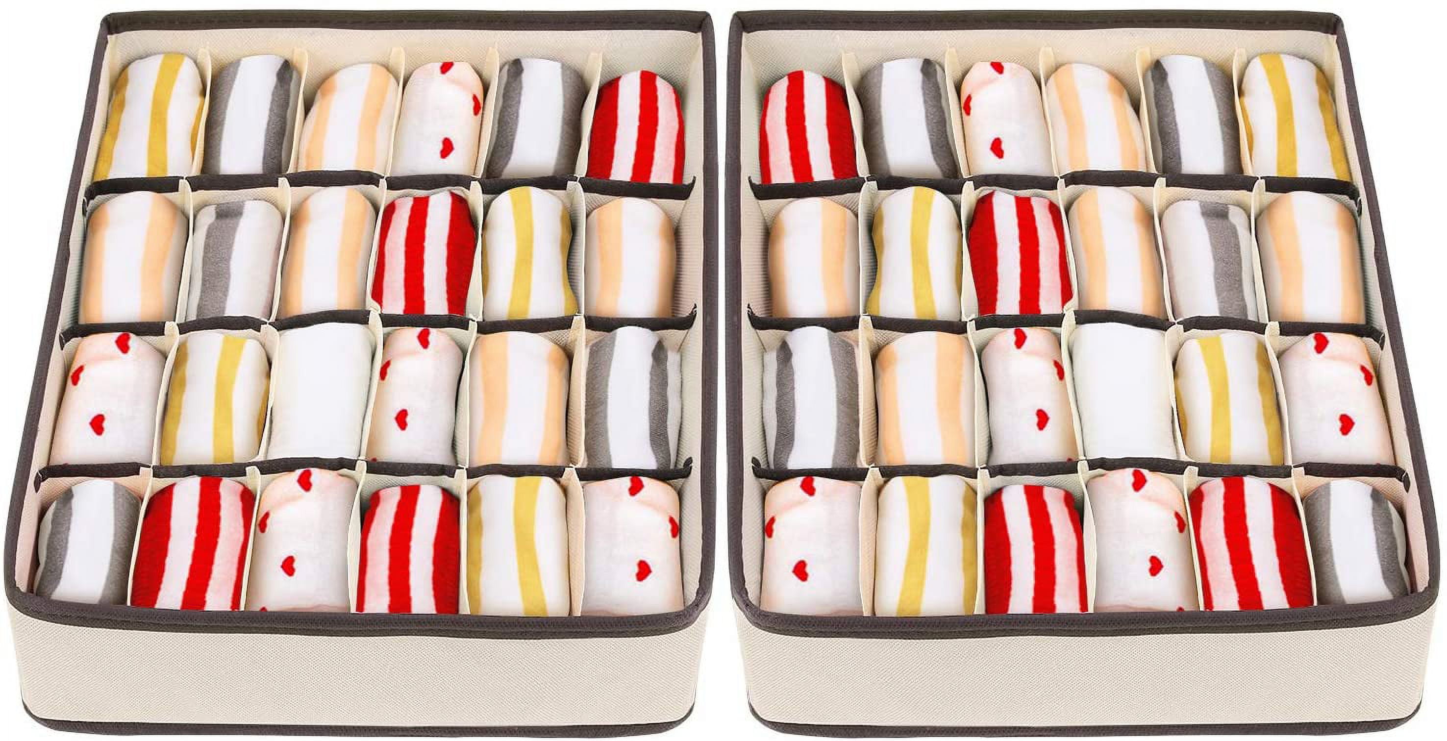 24 Cells Underwear Socks Storage Box, Foldable Grid Drawer Divider ...