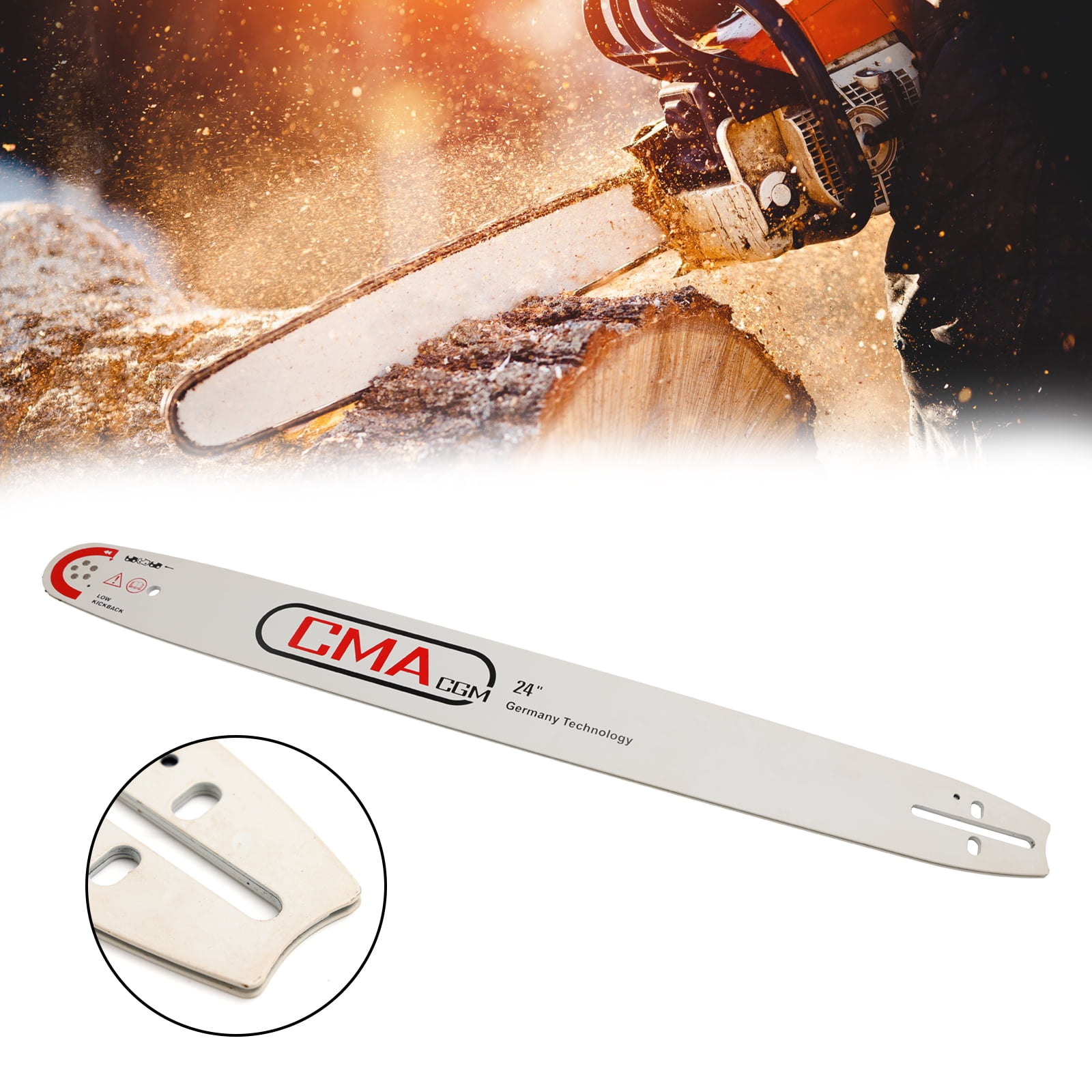 24" Chainsaw Guide Bar For Generic Chainsaw 0.325" Pitch 0.058 Gauge ...