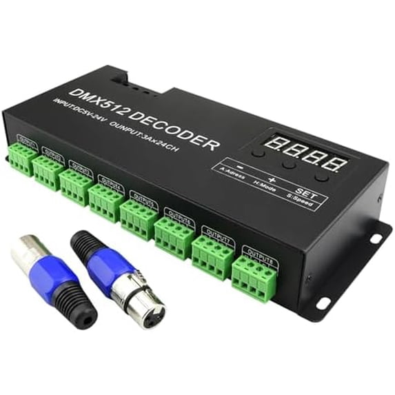 24 Channel DMX Decoder Controller with Digital Display, Dimming Driver ...