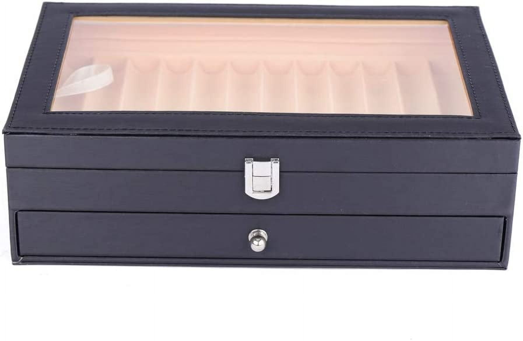 24 Channel Steel Pen Display Box Leather Storage Collection Storage Box ...
